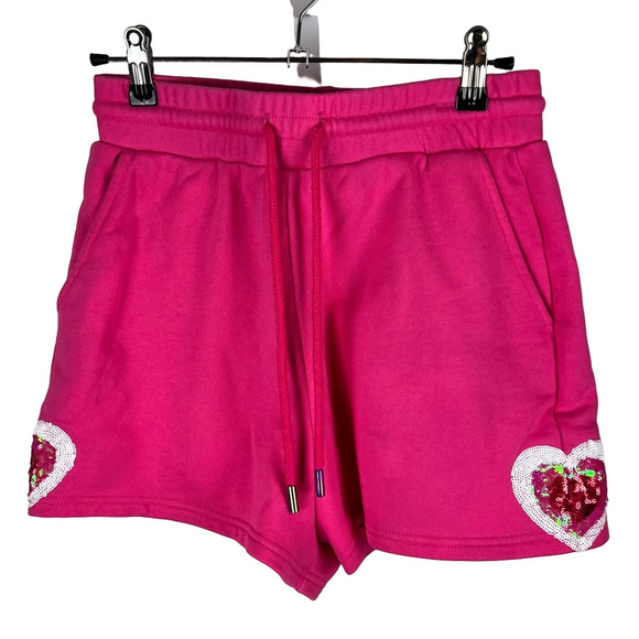 QUEEN OF SPARKLES | Shorts | Queen Of Sparkles Pink Sequin Heart Shorts ...